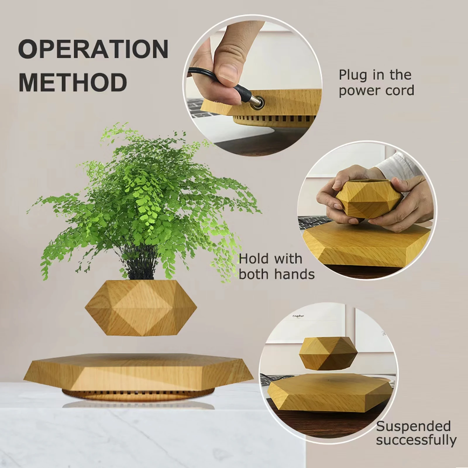 Magnetic Levitating Bonsai Wooden Floating Plant Magnetic Levitation ...