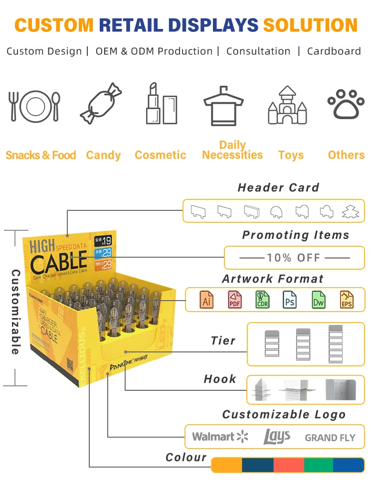 Custom Supermarket Tear off Snack Cardboard Display Box