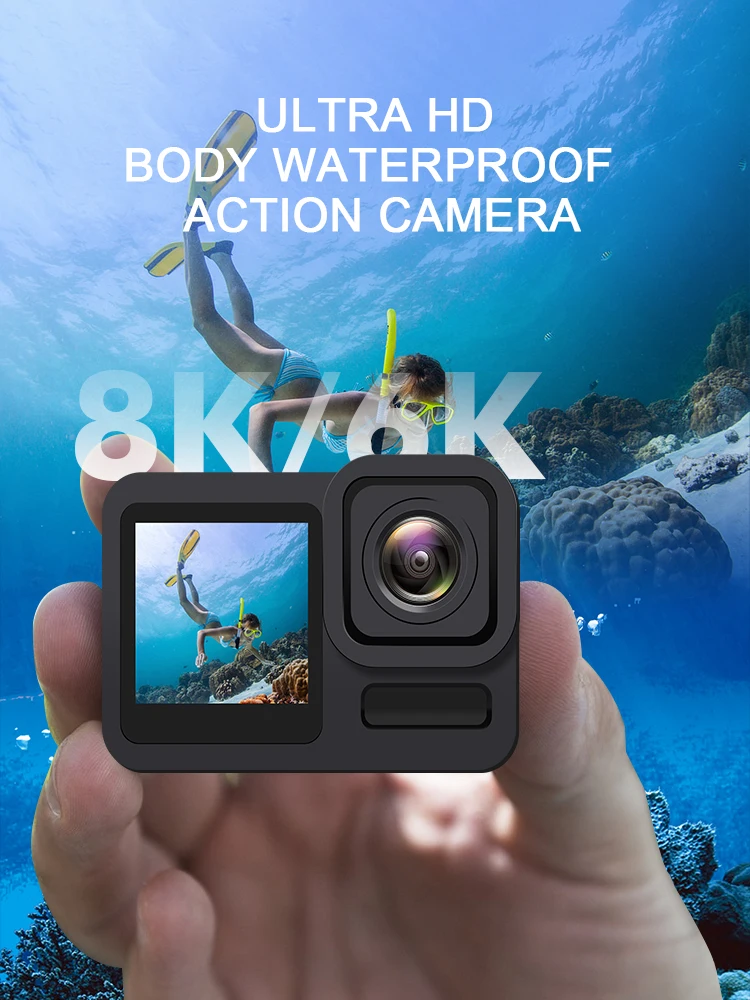 Hot Selling Double Screen 8k 15fos 6k 30fps 4k 60fps Body Waterproof ...