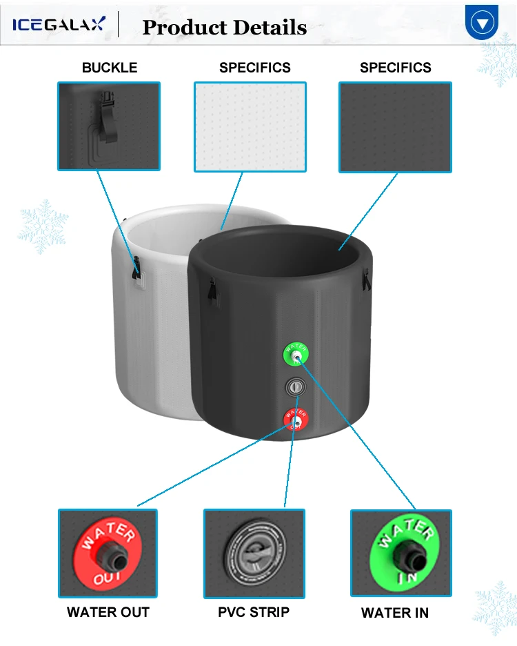 Icegalax Inflatable Ice Bathtub Water Chiller Portable Recovery Ice ...