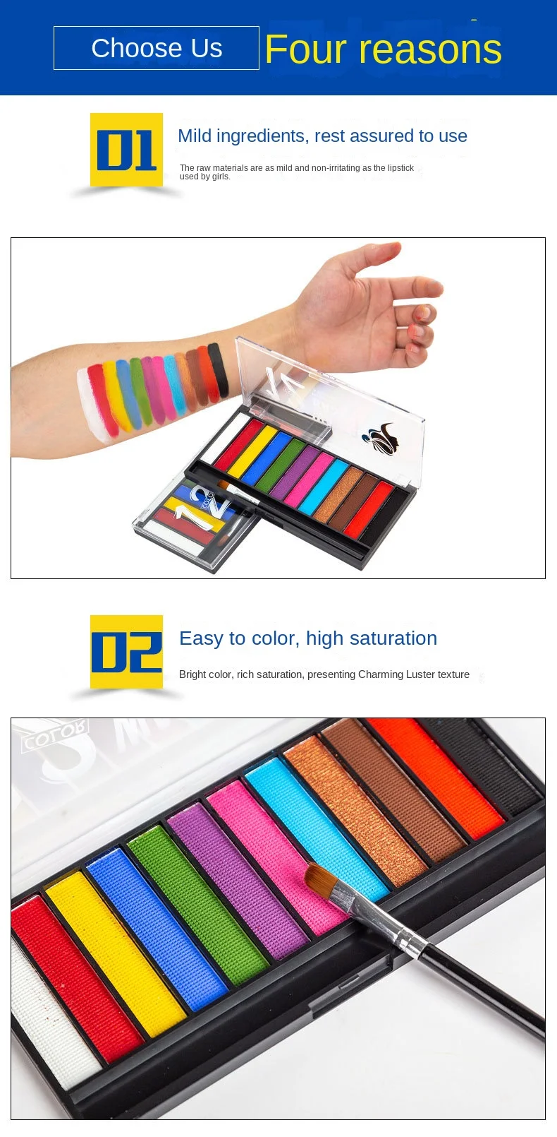 12 Color Gouache Paint Body Painting Body Cream Children's Halloween ...