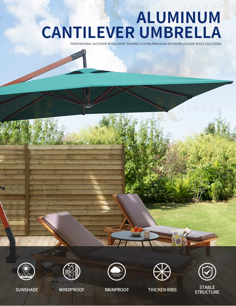 RULER OUTDOOR Large Cantilever Garden Umbrella Outdoor Parasols ...