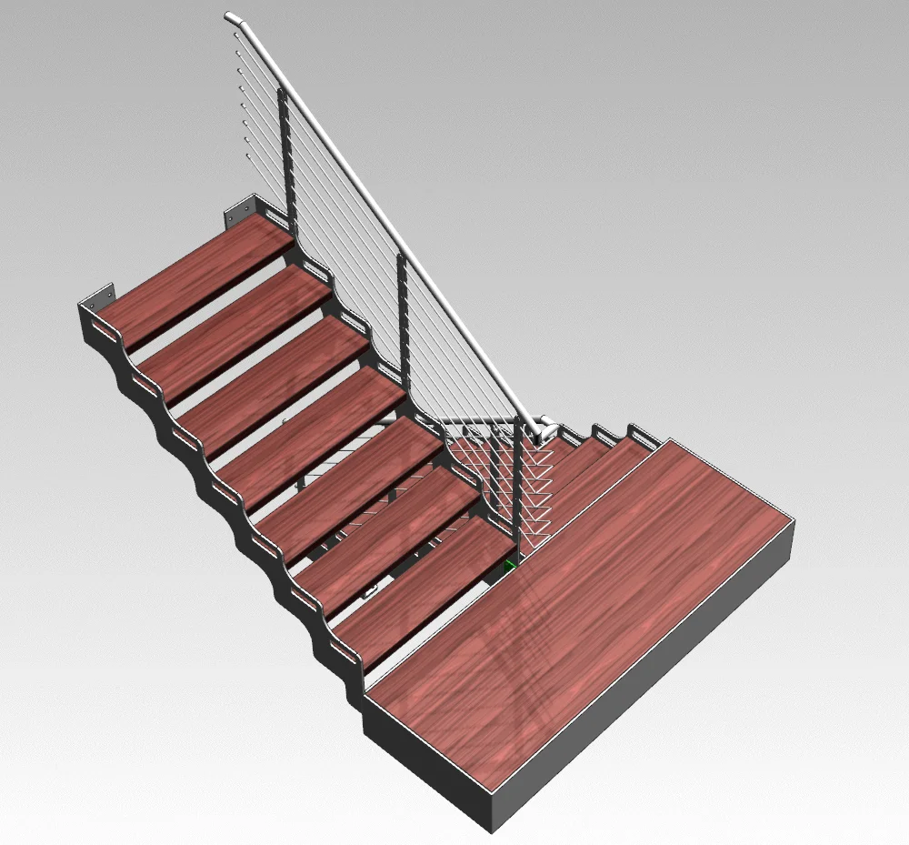 Double Stringers Basement Stairs U Shape Staircases With Timber ...