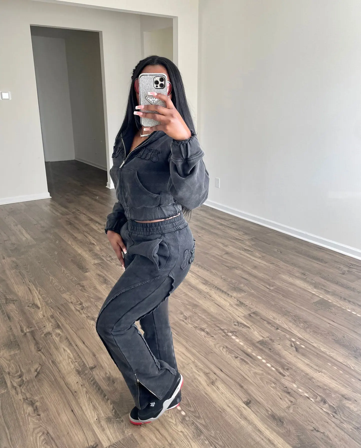 WT Custom Acid Washed Tracksuit - 100% Cotton Cropped Set
