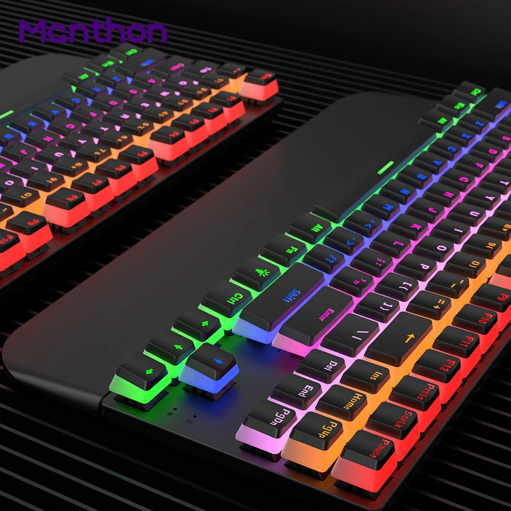 Metal Tkl Layout Tenkeyless Keyboard With Pudding Style Keycaps Gaming ...
