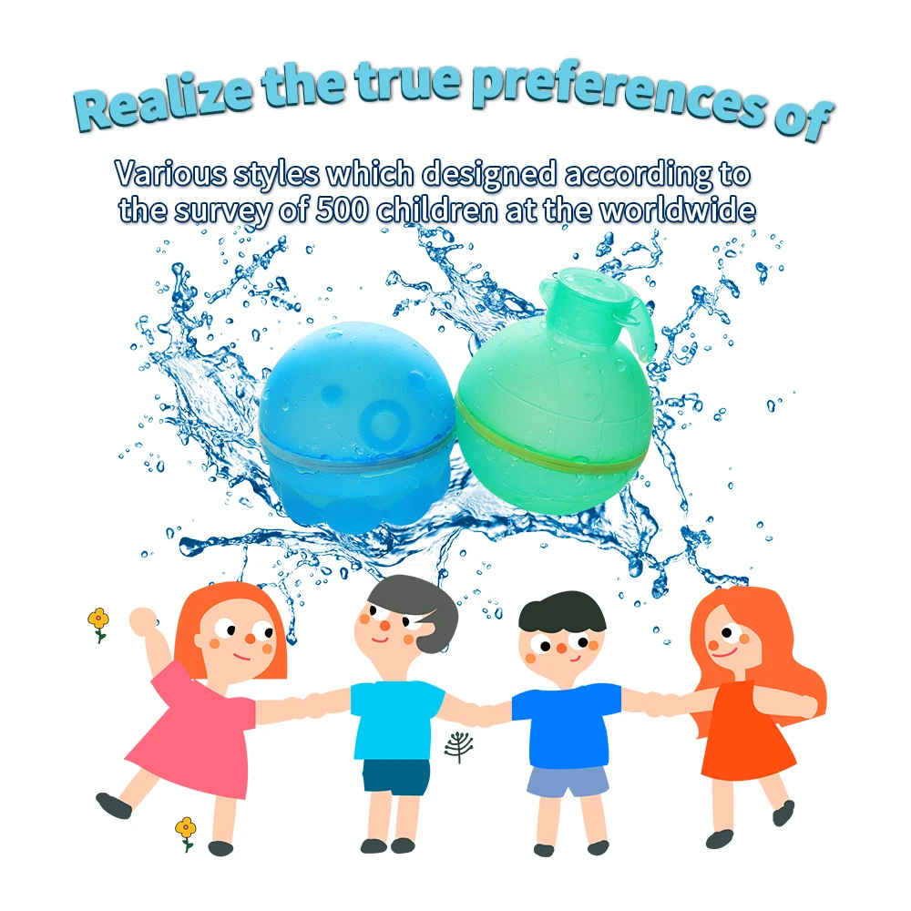 Kids Silicone Ballon Reusable Waterballoon Reuse Re Usable Quick Auto ...