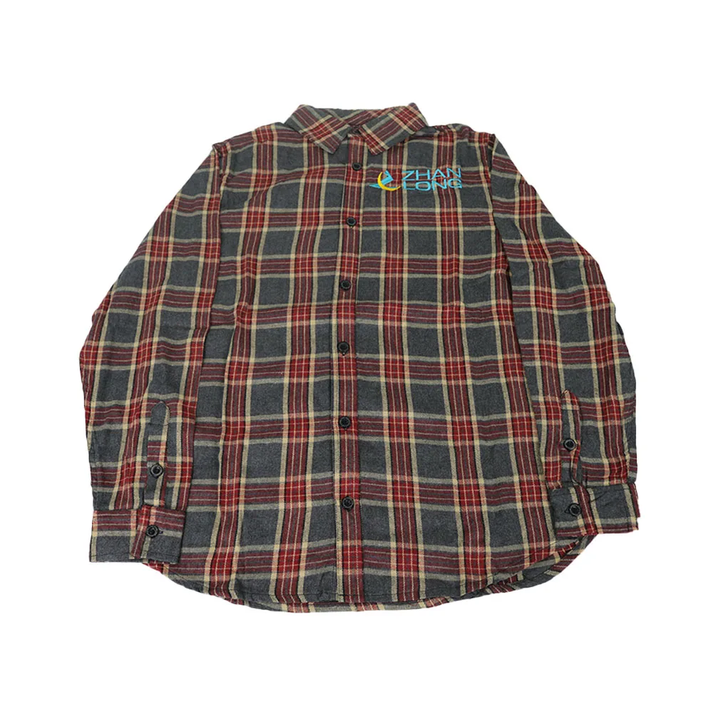 High Quality Customized Logo Man Plaid Shirt & Embroidery Turn-down ...