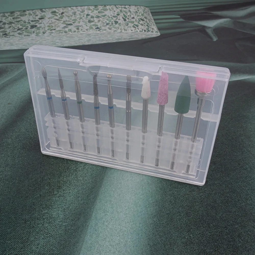 10pcs/set Stainless Steel Diamond Nail Drill Bit Set Sanding Bands ...