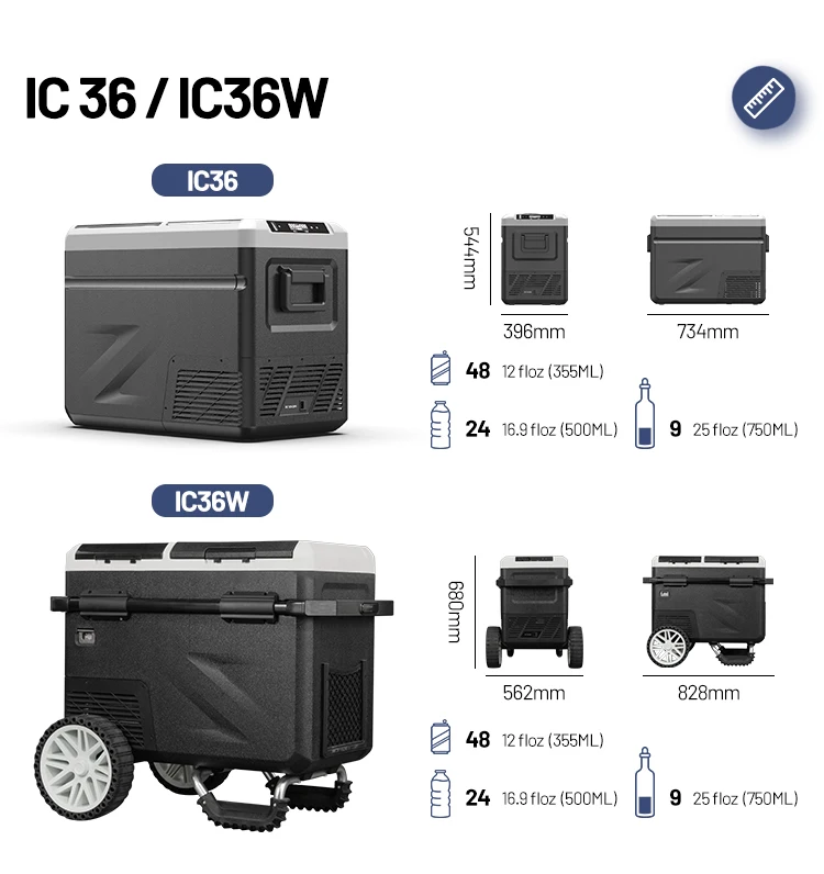 Alpicool 2 in I Design IC36W 36L Portable Fridge with Ice Maker