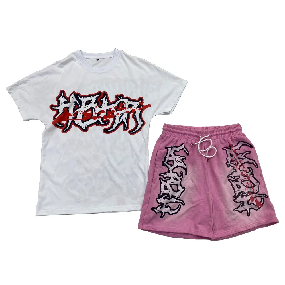 New Summer Custom Logos Men Shirts Shorts Sets 2 Pieces Embroidery ...