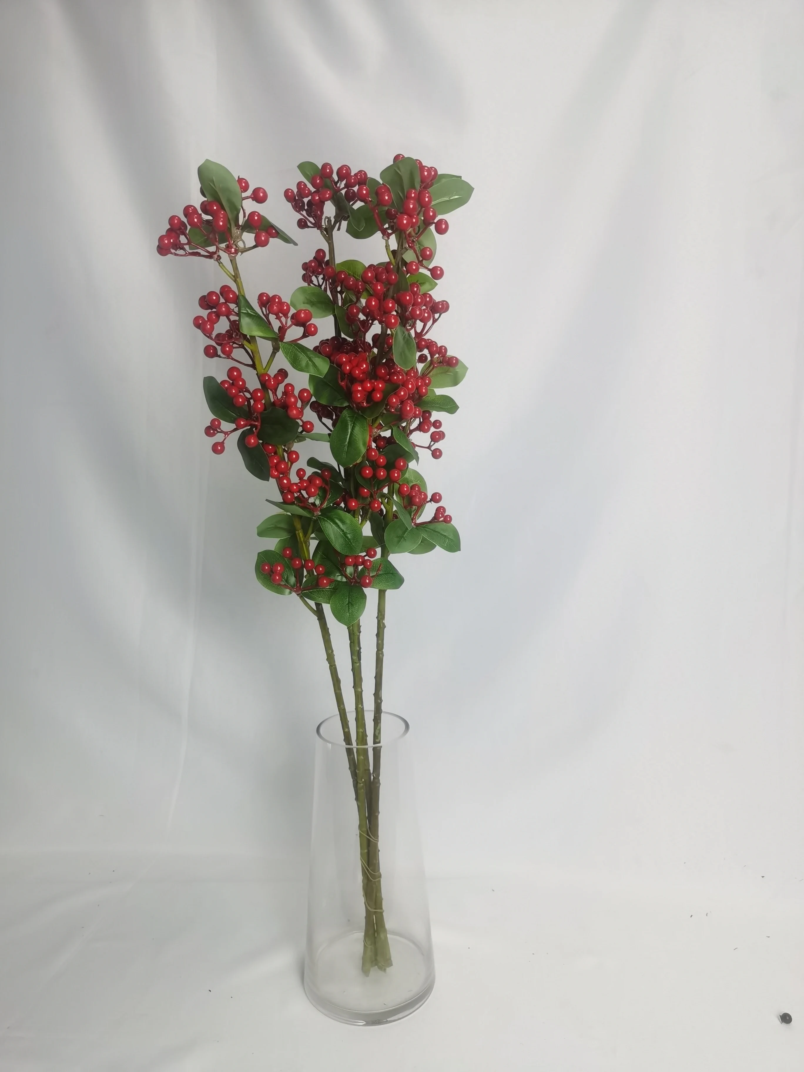 Longstar Red Artificial Berry Stem 53CM Christmas Holly Berry Branches ...