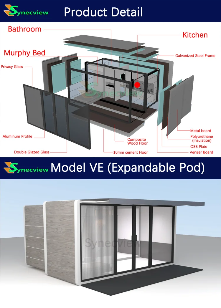 20ft 40ft Studio Pod Apple Cabin House Prefab House Glamping Pod Cabin ...