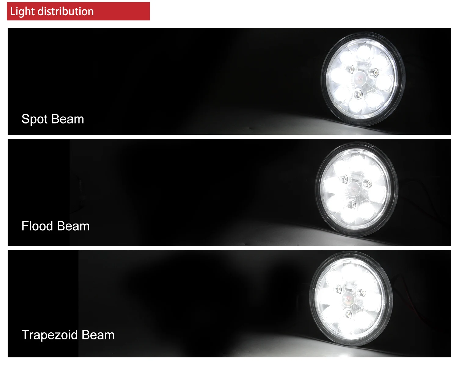 24w 4.5" Round Conversion Headlightspot Flood Trapezoid Beam ...
