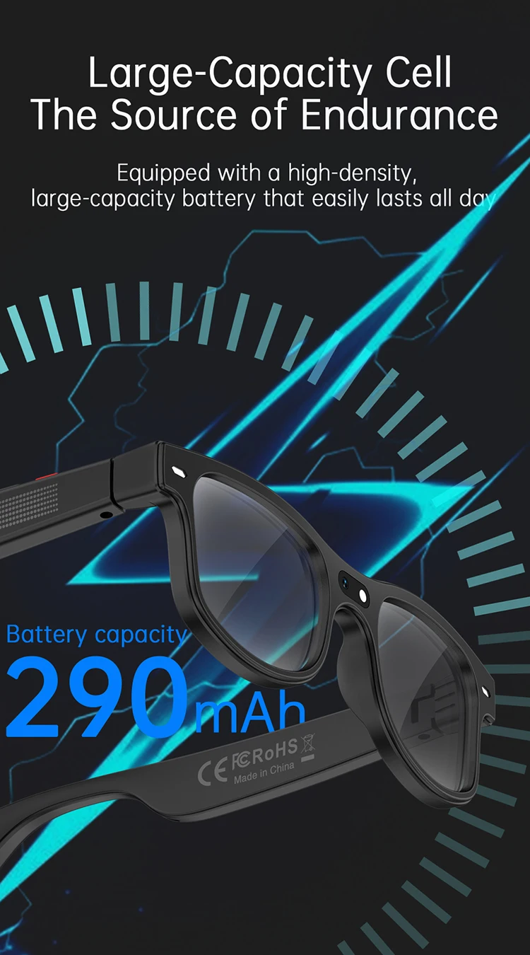 AI Glasses G3 Multiple Frame Lens Colors BT Music Playback AI Translation WiFi Transfer Video ...