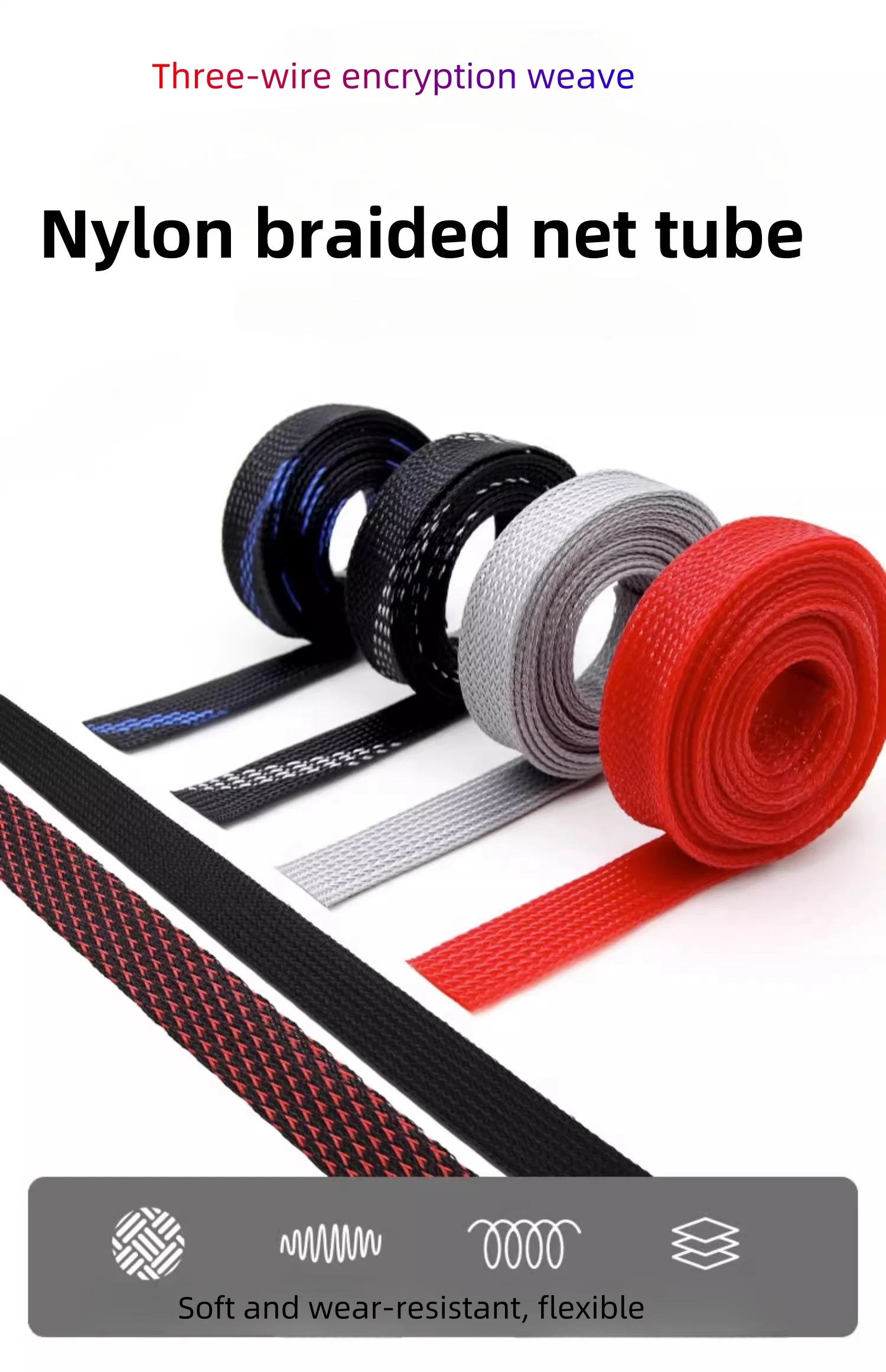 Flame Retardant Braided Mesh Tube PET Telescopic Sleeve Mesh Cable Wire ...