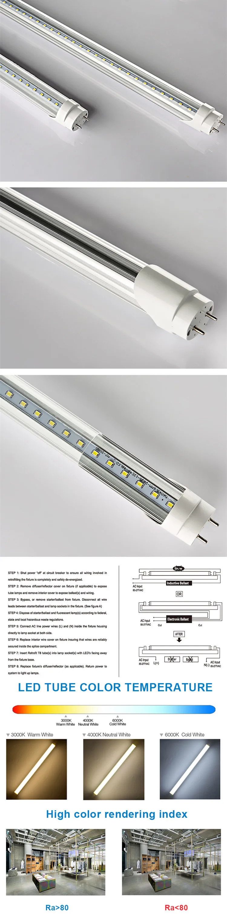 2ft 3ft 4ft Rechargeable T8 Tube Light 36w 22w 18w Battery Backup ...