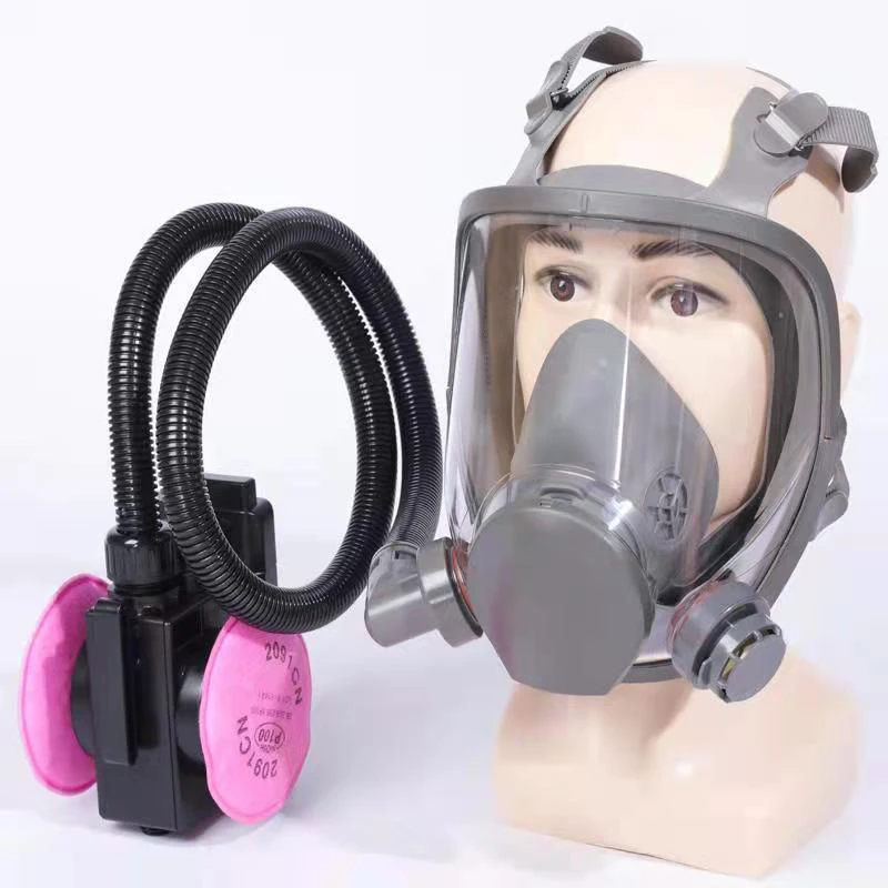 6800 Electric Blower Full Face Gas Mask PAPR - Powered Air Purifying ...
