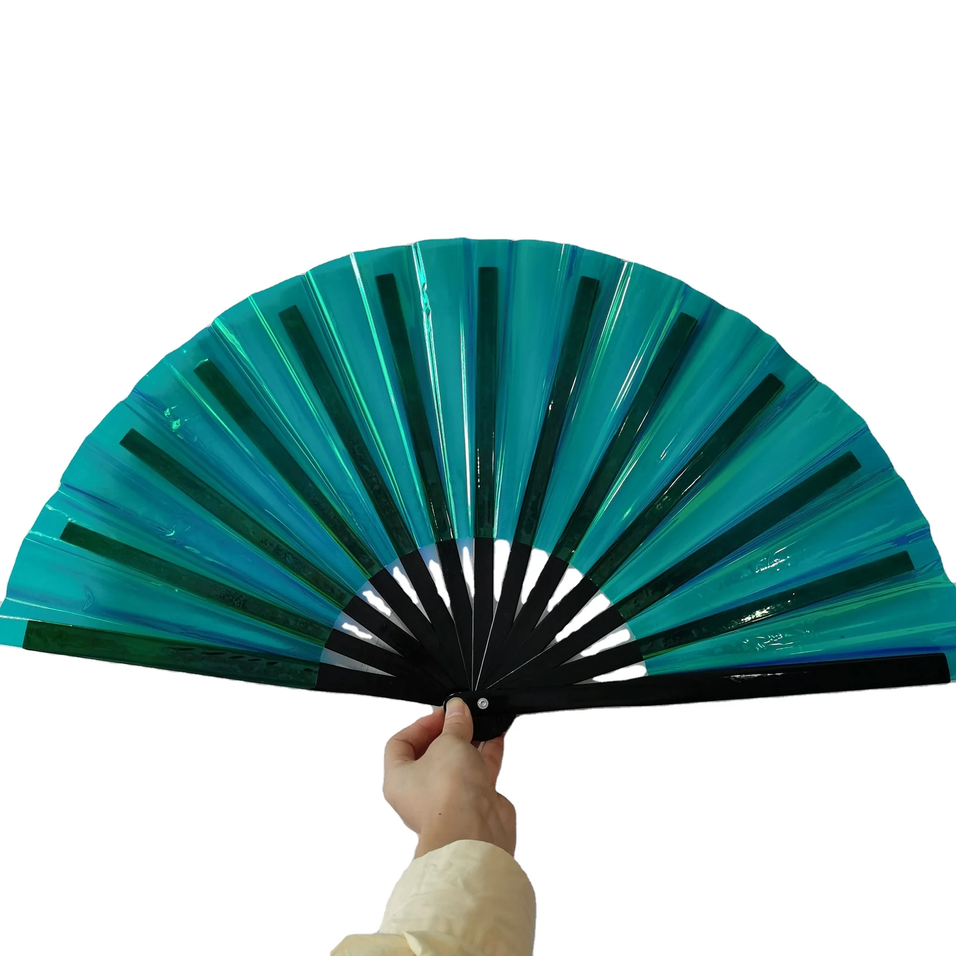 Bsbh Customized Printing Holographic Glitter Large Bamboo Handheld Fan ...