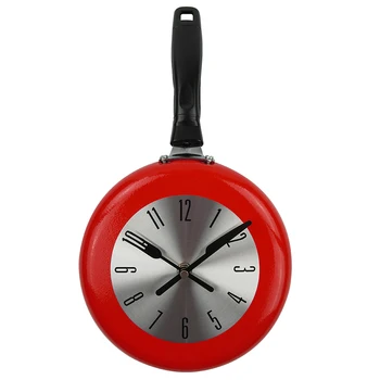8 Inch Frying Pan Wall Clock Metal Kitchen Clocks For Home Decoration ...