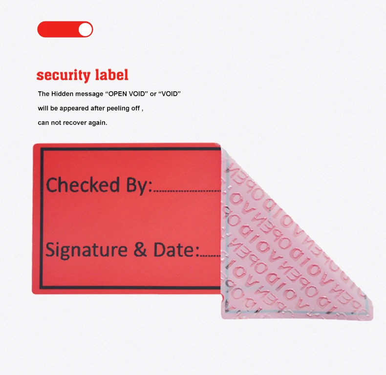 Customized Non Transfer Pet Void Tamper Proof Packaging Label Self Seal ...