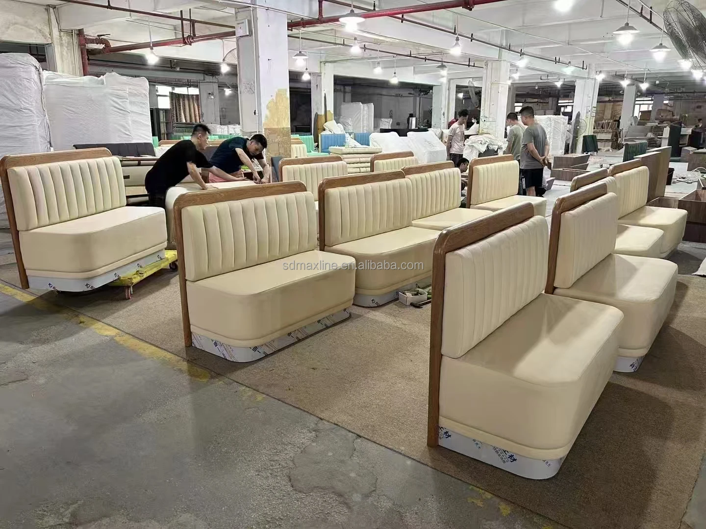Double Side Leather Seating Sofa Booth Night Club Cafe Furniture Bench Seating Restaurant Booths ...