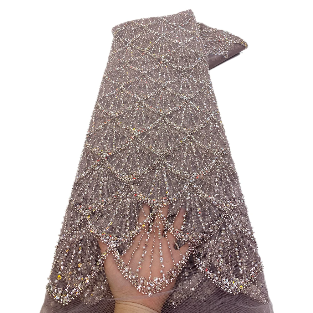 Alibaba.com: NI.AI Elegant Beaded Net Lace Fabric with Pearl and Sequin ...