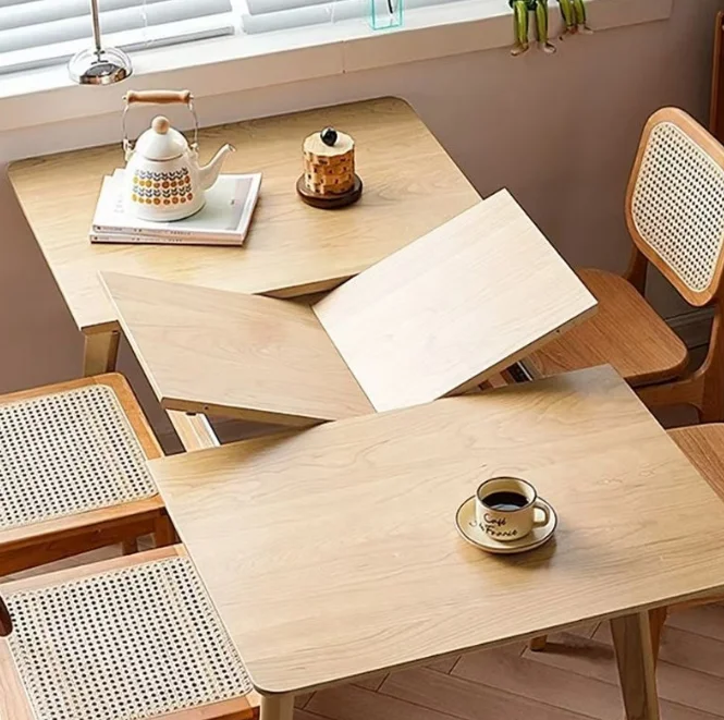 Nordic Solid Wood Extendable Table Small Apartment Living Room ...