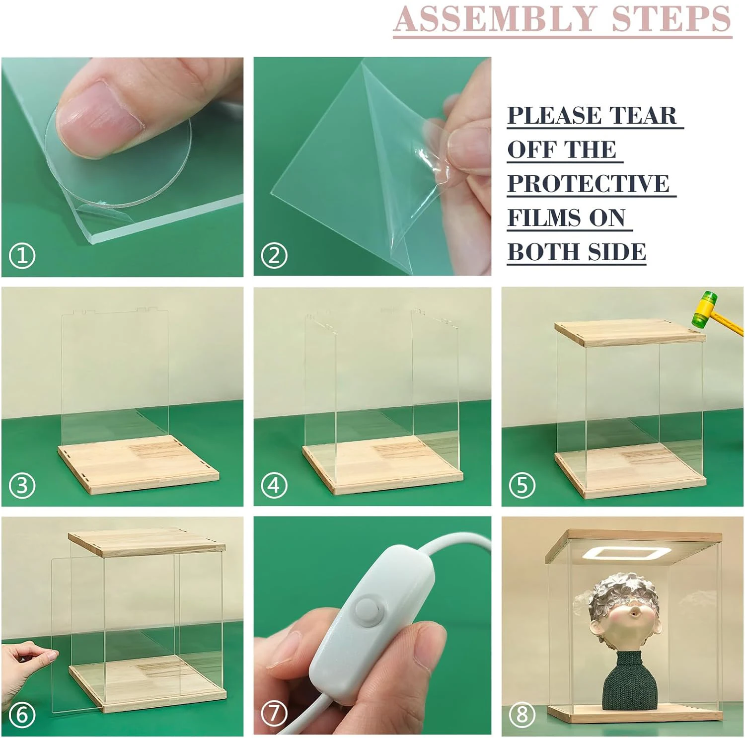 Acrylic Display Case with LED Light - Dustproof Protection