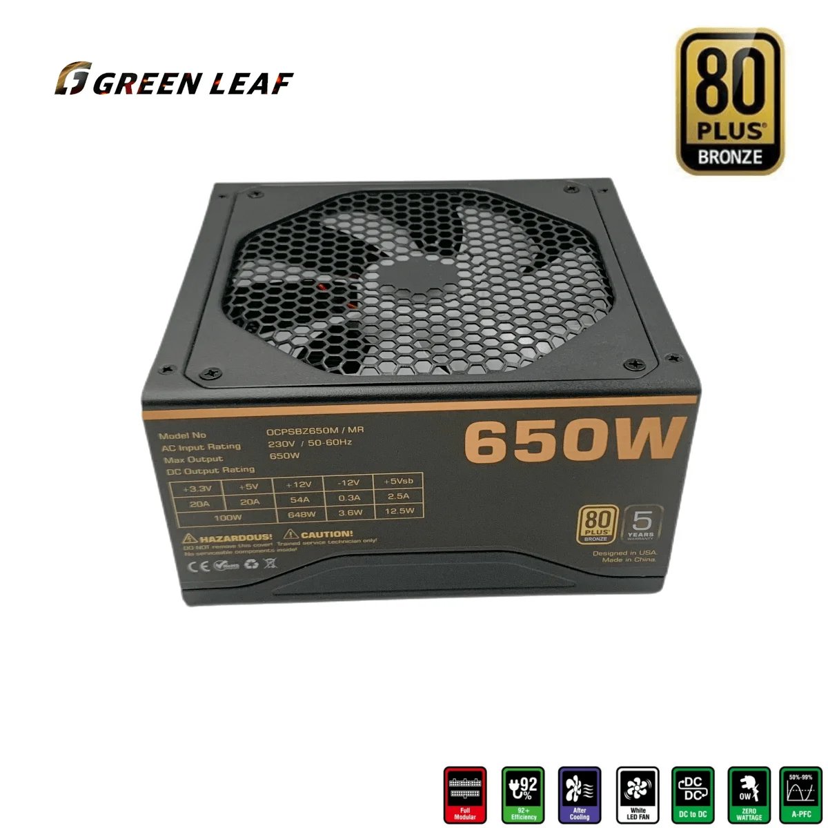 Greenleaf 80 Plus Bronze 600w Atx Power Supply For Dc To Dc Gaming Pc Oem