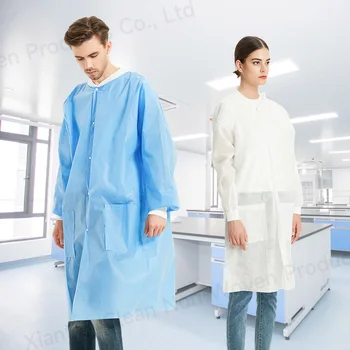 Wholesale Disposable Blue Lab Coats Sms Pp Non-woven Fabric Elastic ...