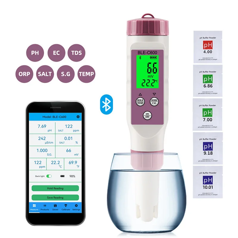 Digital Bluetooth Sea Water Salinity Meter Drinking Water PH Analyzer ...