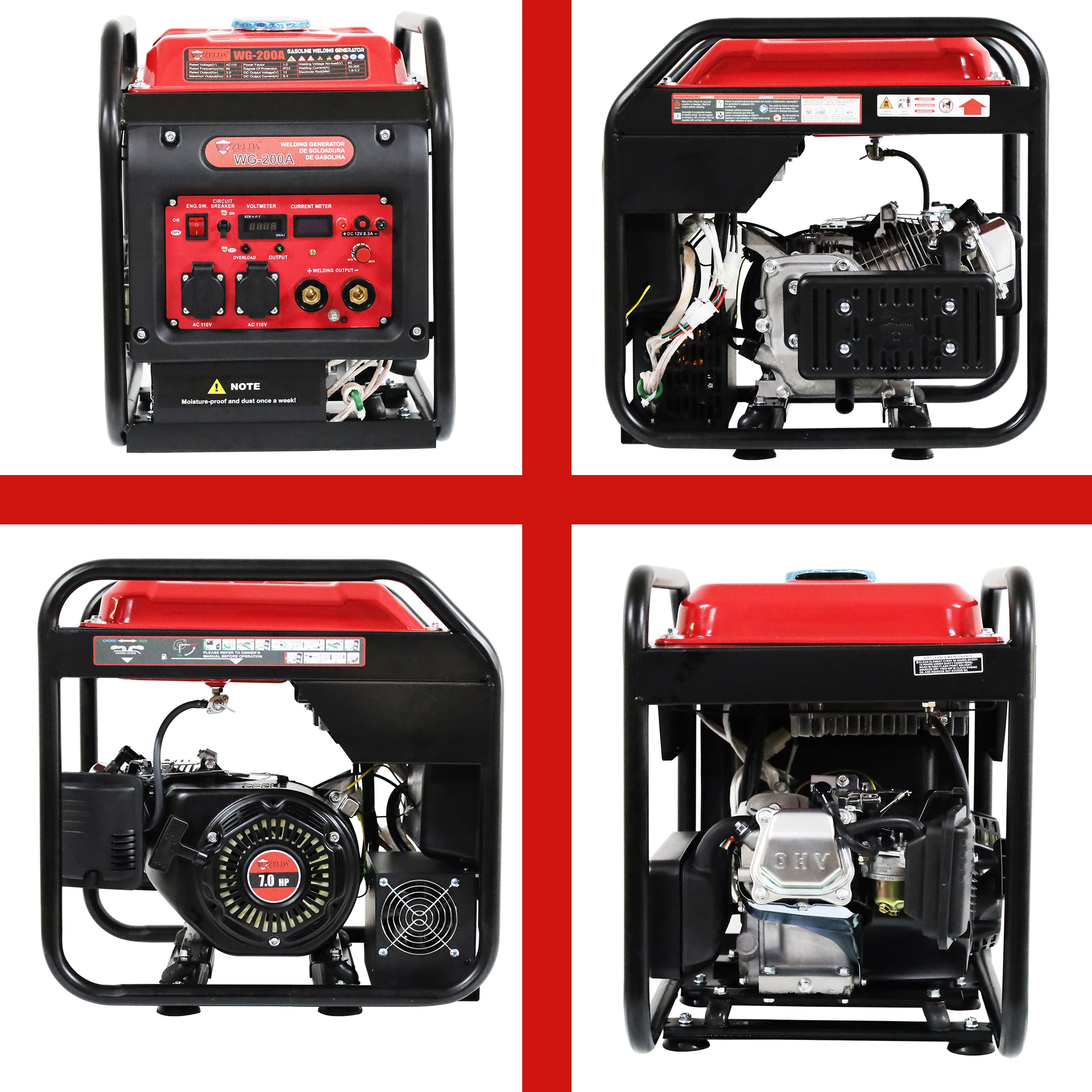 200A Gasoline Engine Driven Arc Welder 7HP - MIG Welding Machine OEM