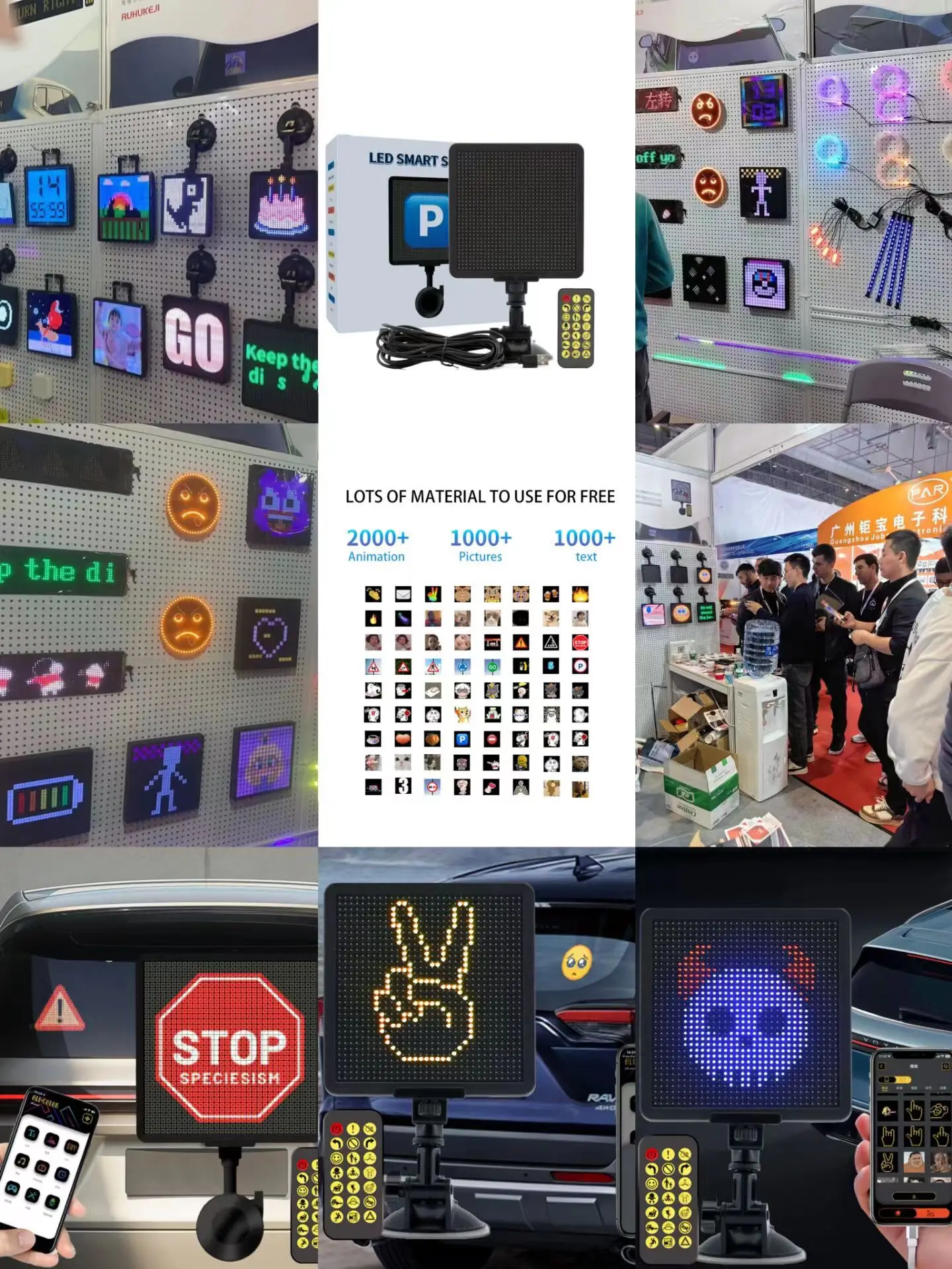 Car Led Screen Pixel Art Display 32X32 App Phone Control Programmable ...