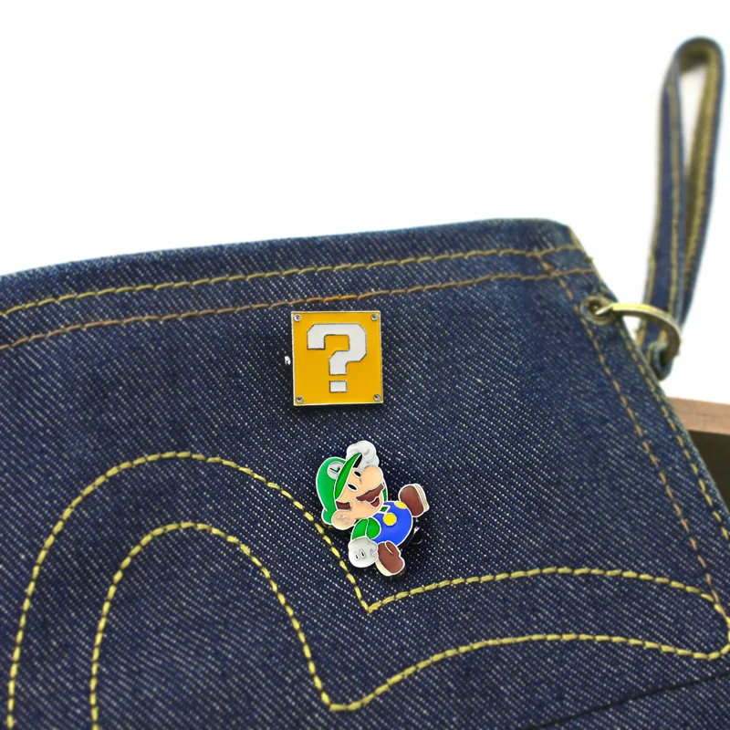 Childhood Memory Classic Cartoon Cute Super Mario Bros Green Red Lapel ...