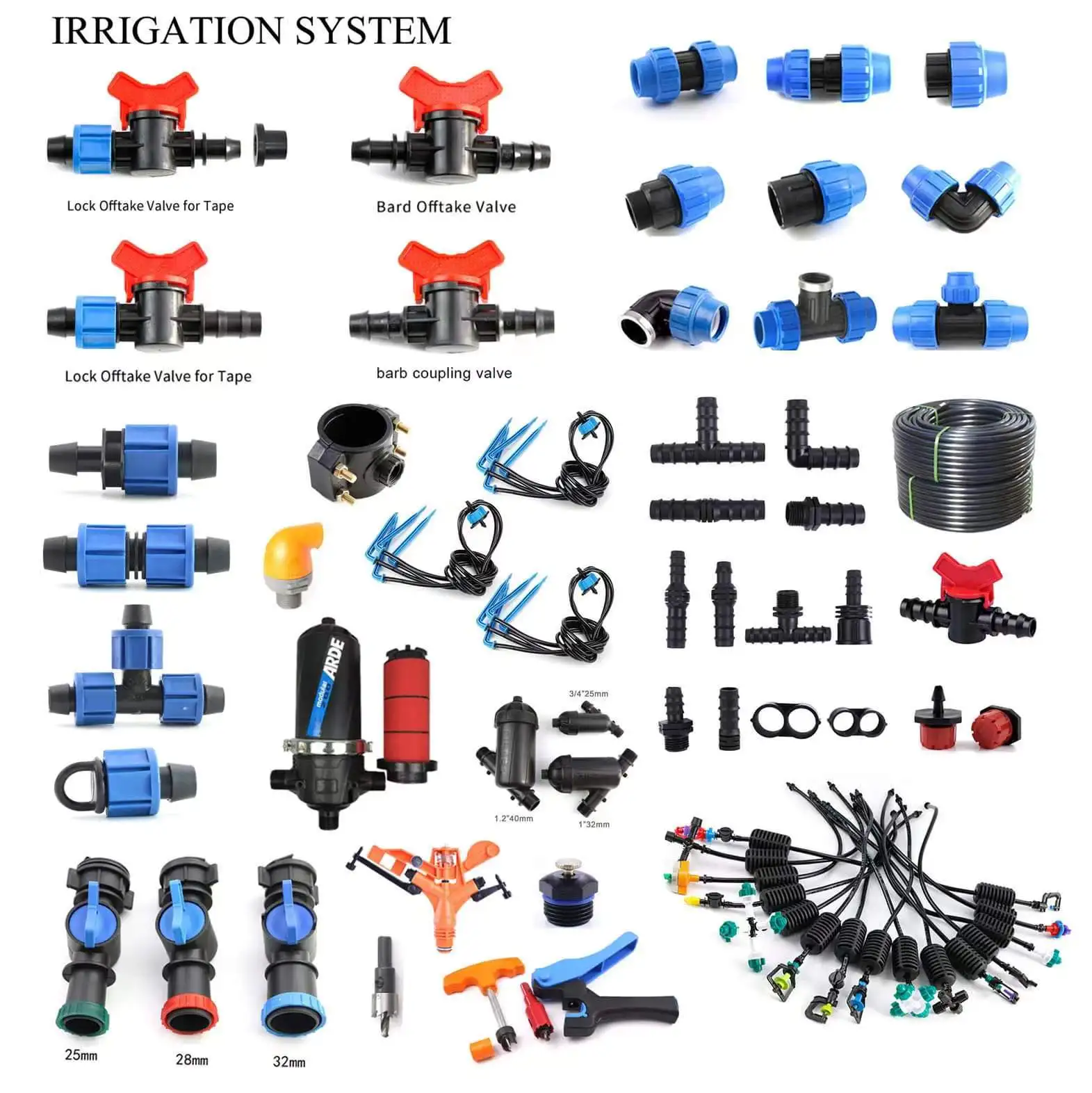 Plastic Drip Tape Mini Valve Drip Pipe Coupling Barbed 16mm Threaded ...