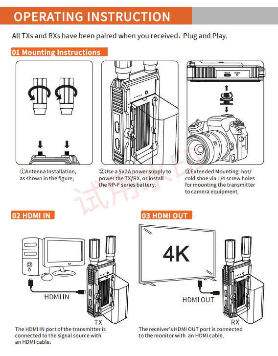 Lengtion BOVBOX 4K HDMI Extender - Wireless Video Transmitter