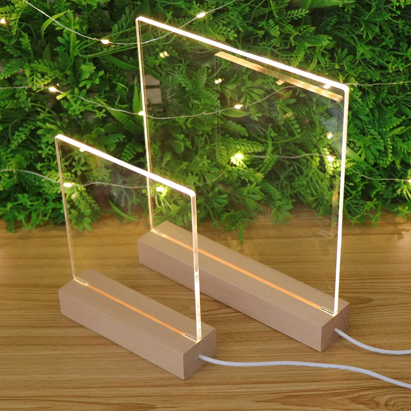 Diy Customized Blank Acrylic Lamp Wood Base 3d Led Night Light ...