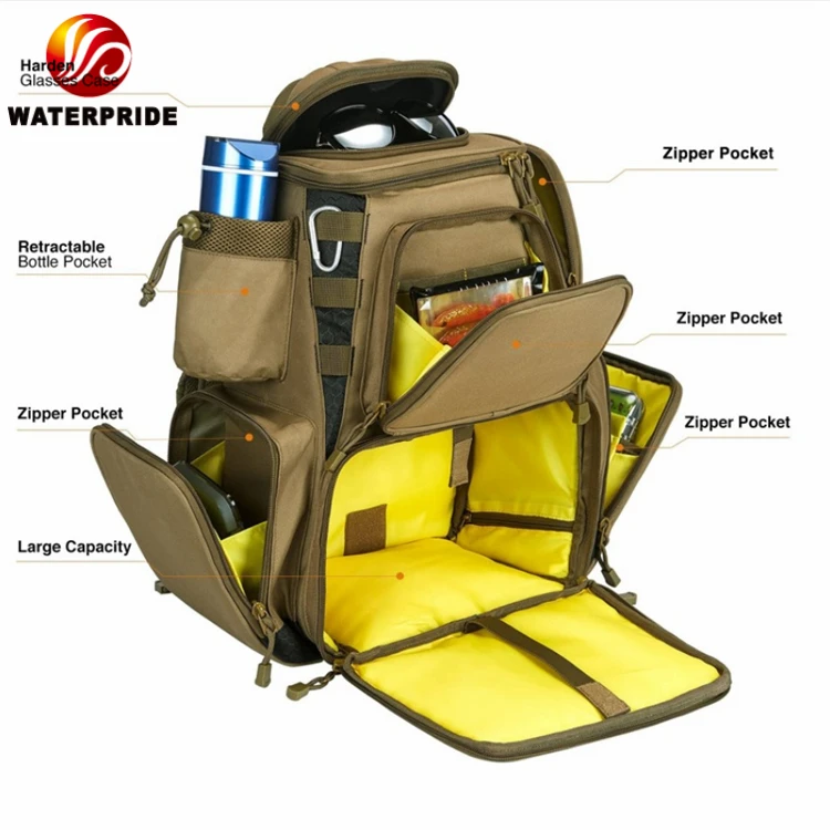 Customized Fishing Backpack With 4 Trays Large Waterproof Fishing ...
