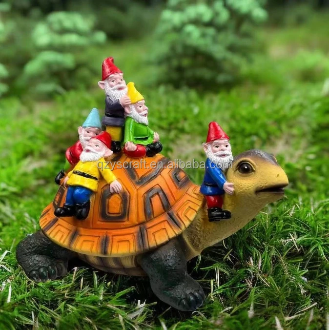 Resin Turtle And Five Gnome Gnome Crafts Garden Statue - Buy Turtle ...