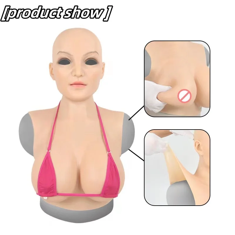Crossdresser Realistic Silicone Mask Breast Forms Full Head Mask With