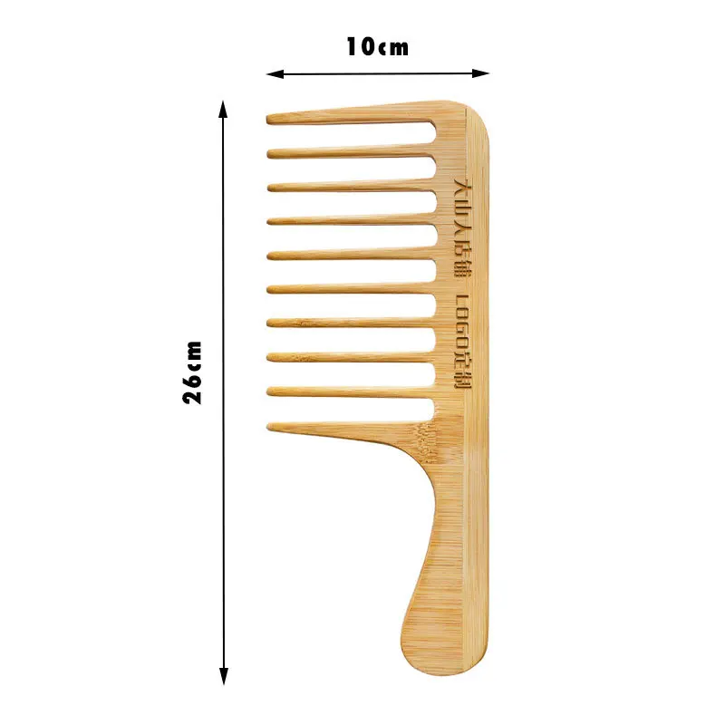 Wholesale Oem Logo Big Tooth Gap 26cm Long Flat Bamboo Wood Combs Hair ...