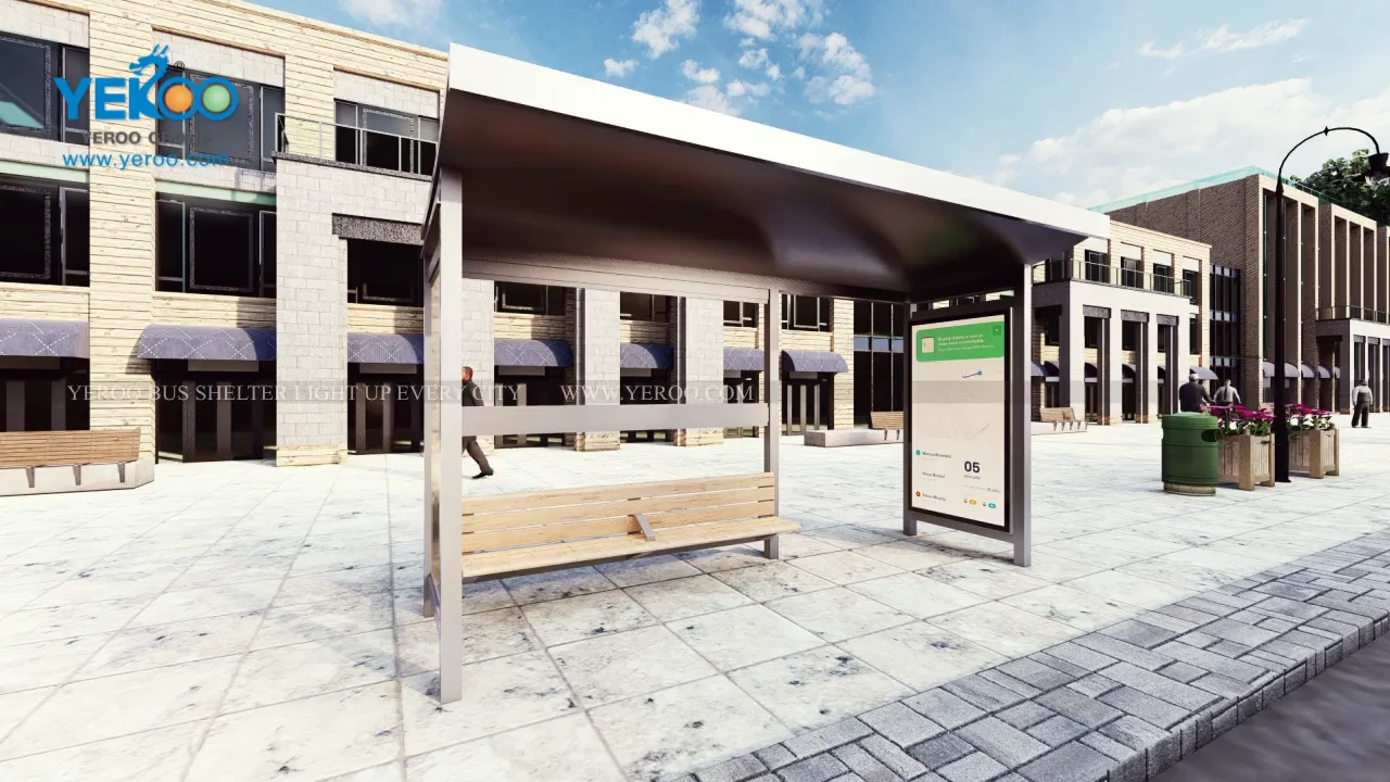 Outdoor Prefabricated School Bus Stop Carport Shelter Smart Bus Station ...