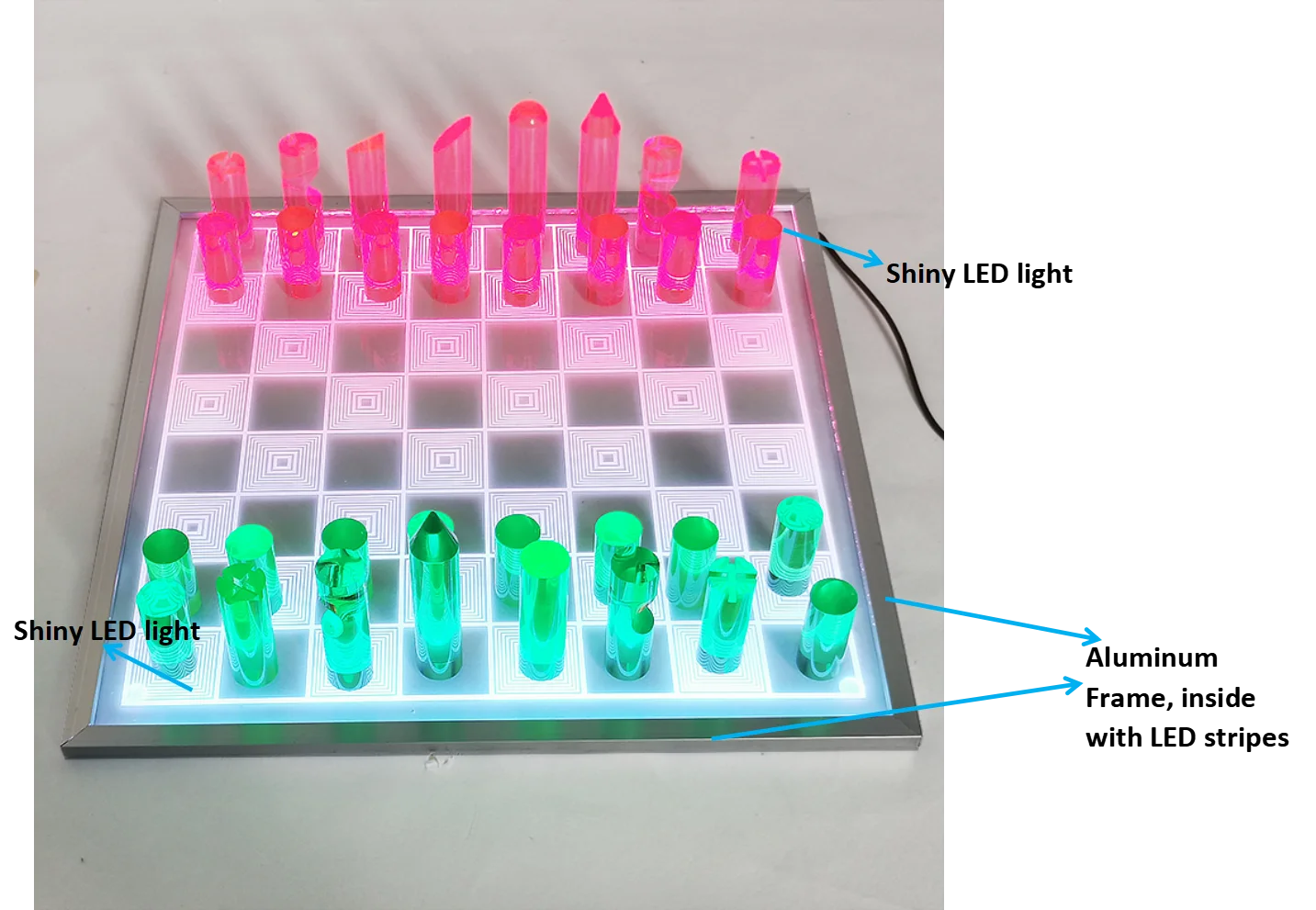 Luxury Plexiglass Clear Chess Board Game Acrylic Led Light Glowing ...