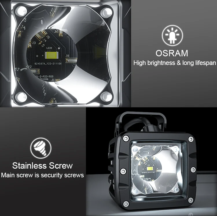 Aurora IP69K Led RGB Work Pod Light Off Road 4x4 ATV UTV Truck RGB ...