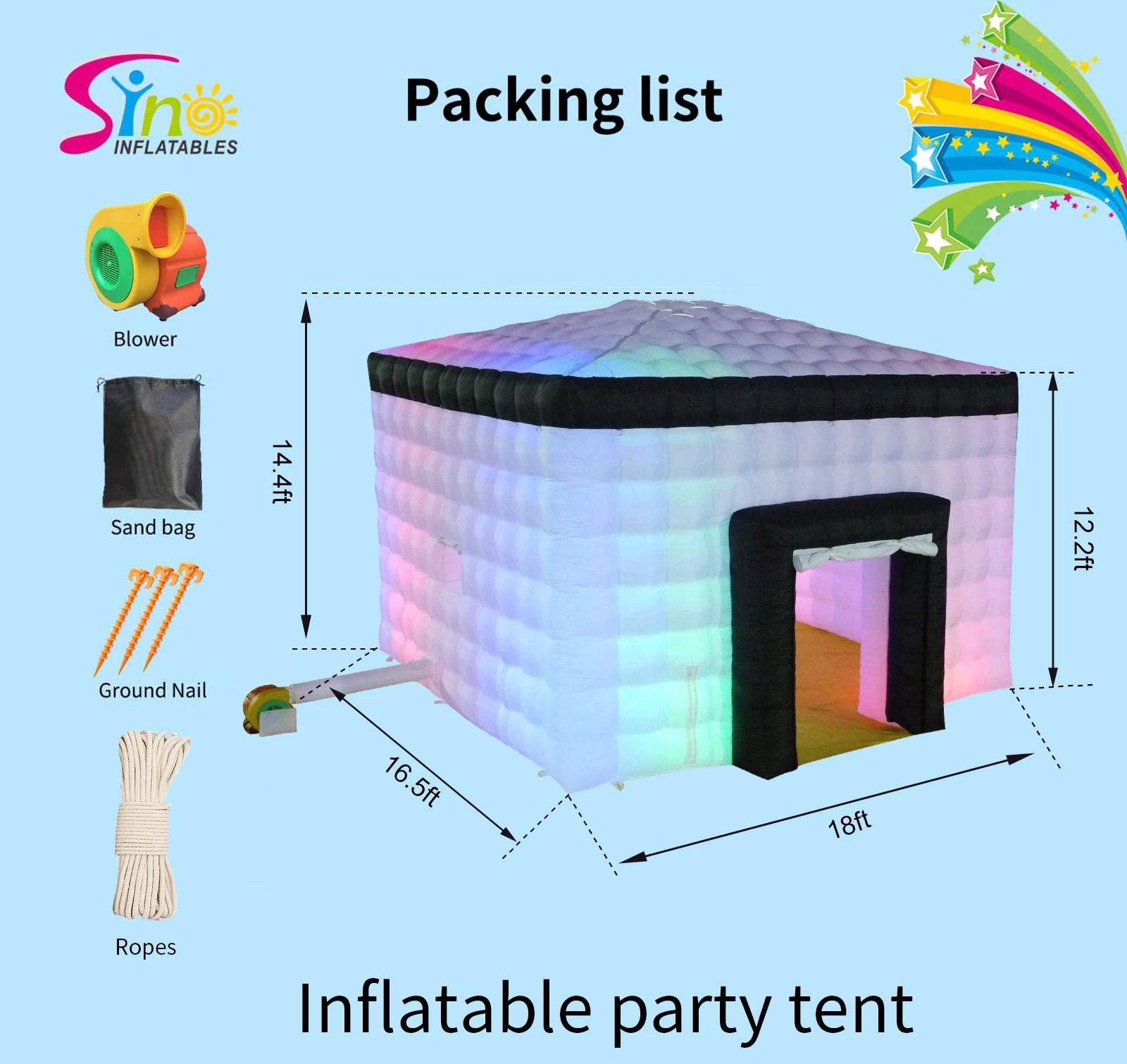18'x17' Movable White Cube Blow Up Inflatable Night Club For Family ...