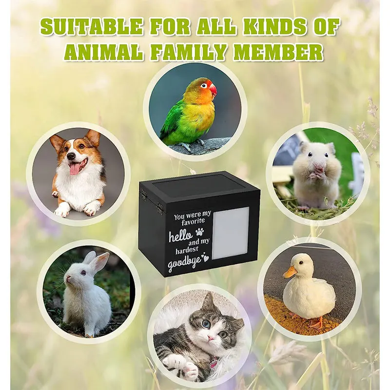 Custom Wooden Pet Memorial Box For Dog Or Cat Ashes With Photo Frame ...