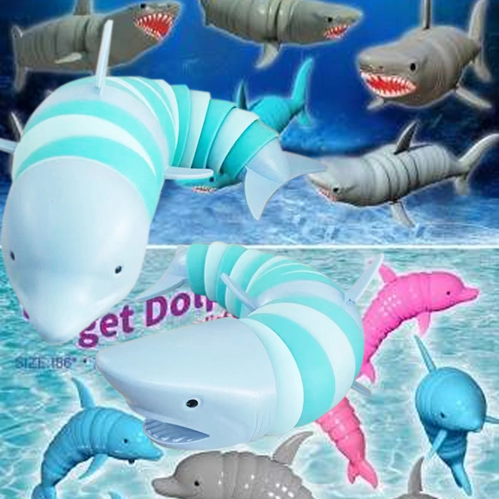 2022 Tiktok Realistic Shark Fidget Slug Toy,New 3d Articulated Dolphin ...
