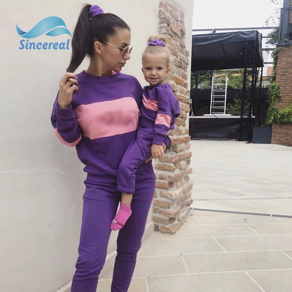 Custom Two Piece Tracksuit Casual Pullover Sweatsuits Mommy And Me ...