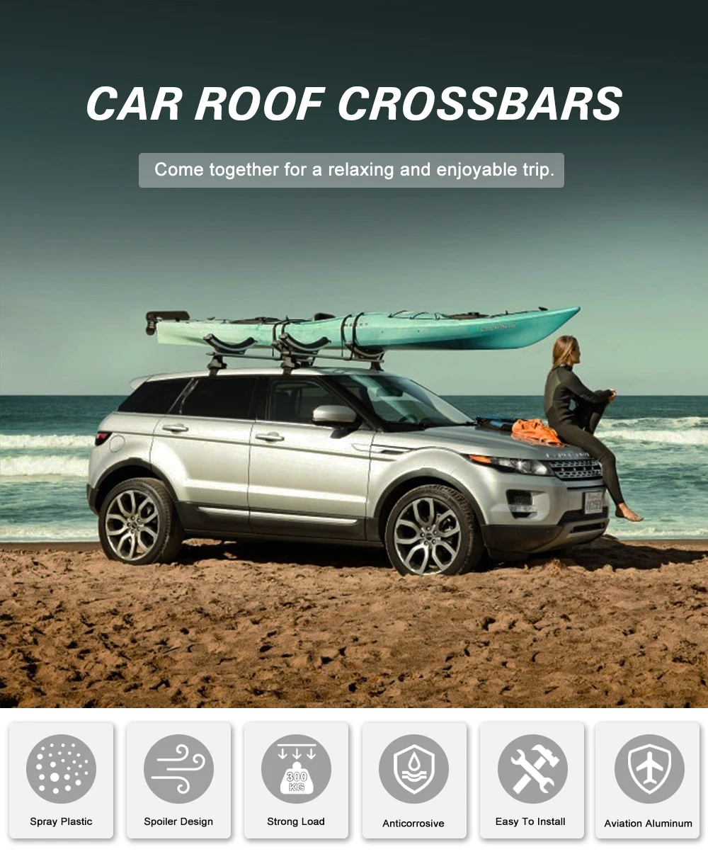 Car Roof Rack Cross Bar With Anti-theft Lock Adjustable Window Frame ...