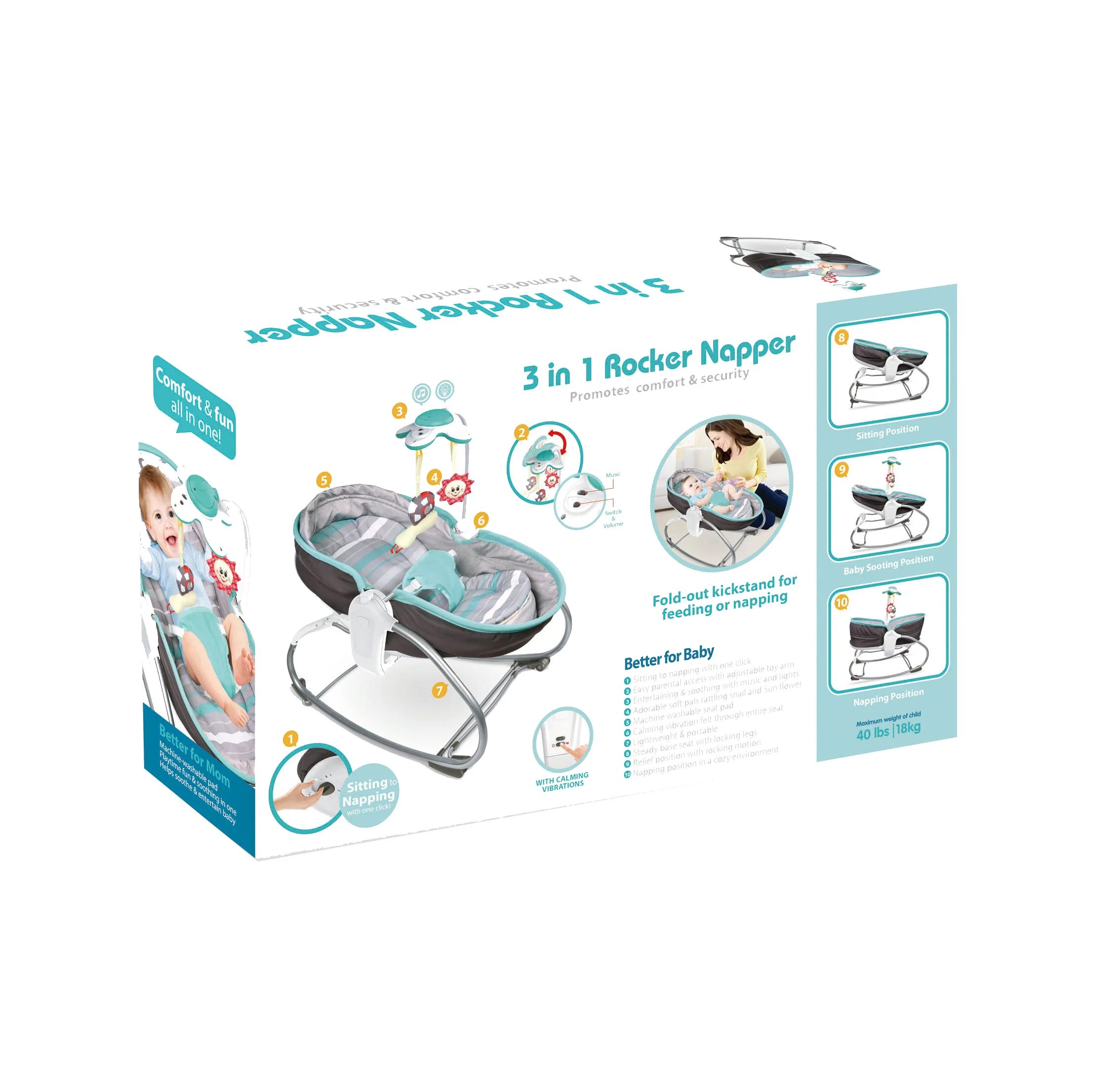 3 In 1 Baby Sleeping Chair Comfort Electric Rocking Chair Suitable For ...